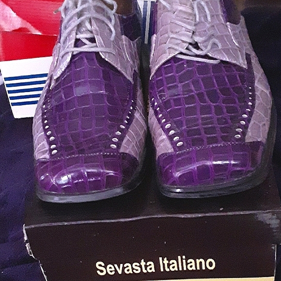 Sevasta Italiano | Shoes | Sevasta Italiano Purple Crocodile Pattern ...